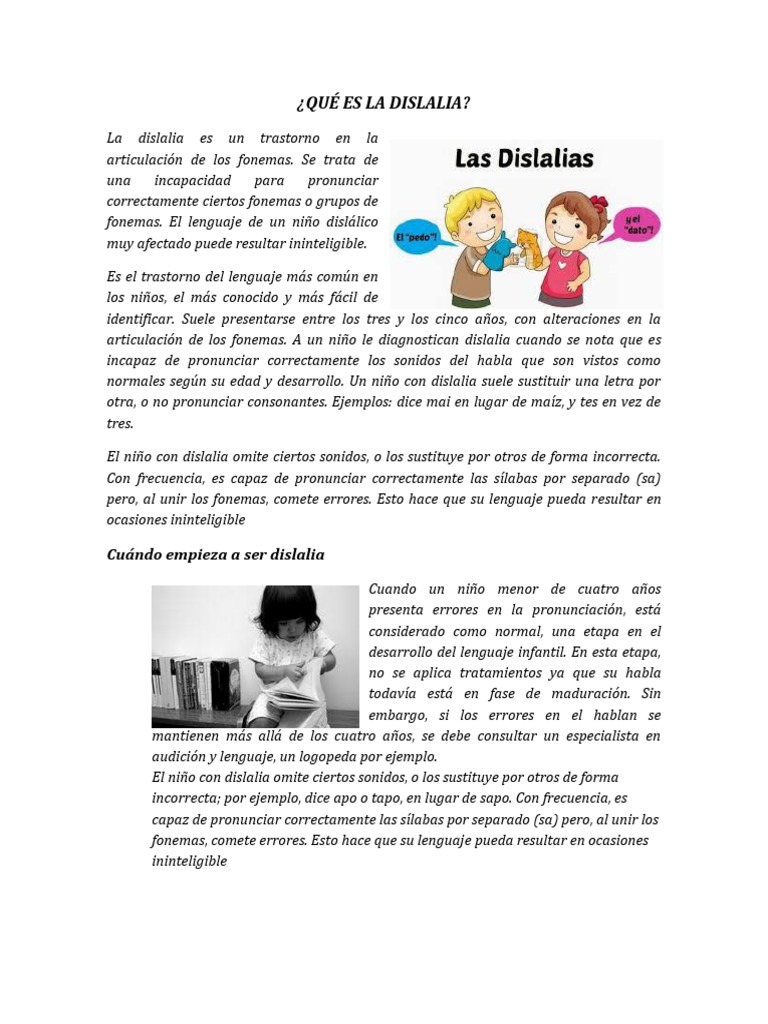 Qué Es La Dislalia | PDF | Especialidades Medicas | Enfermedades y ...