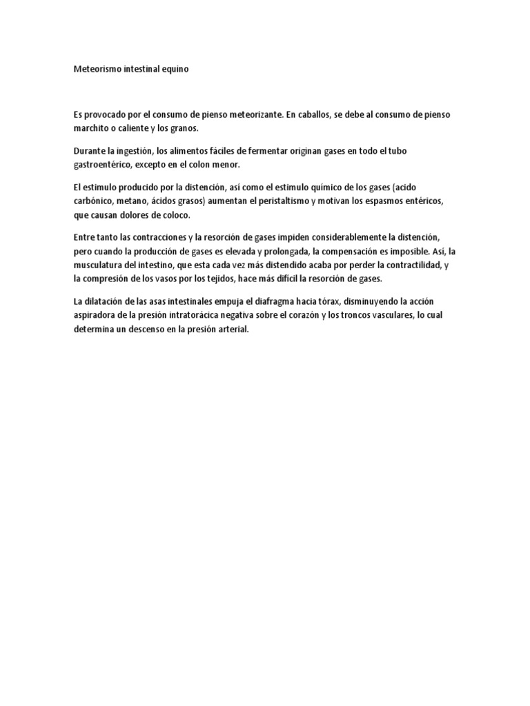 Meteorismo Intestinal Equino | PDF
