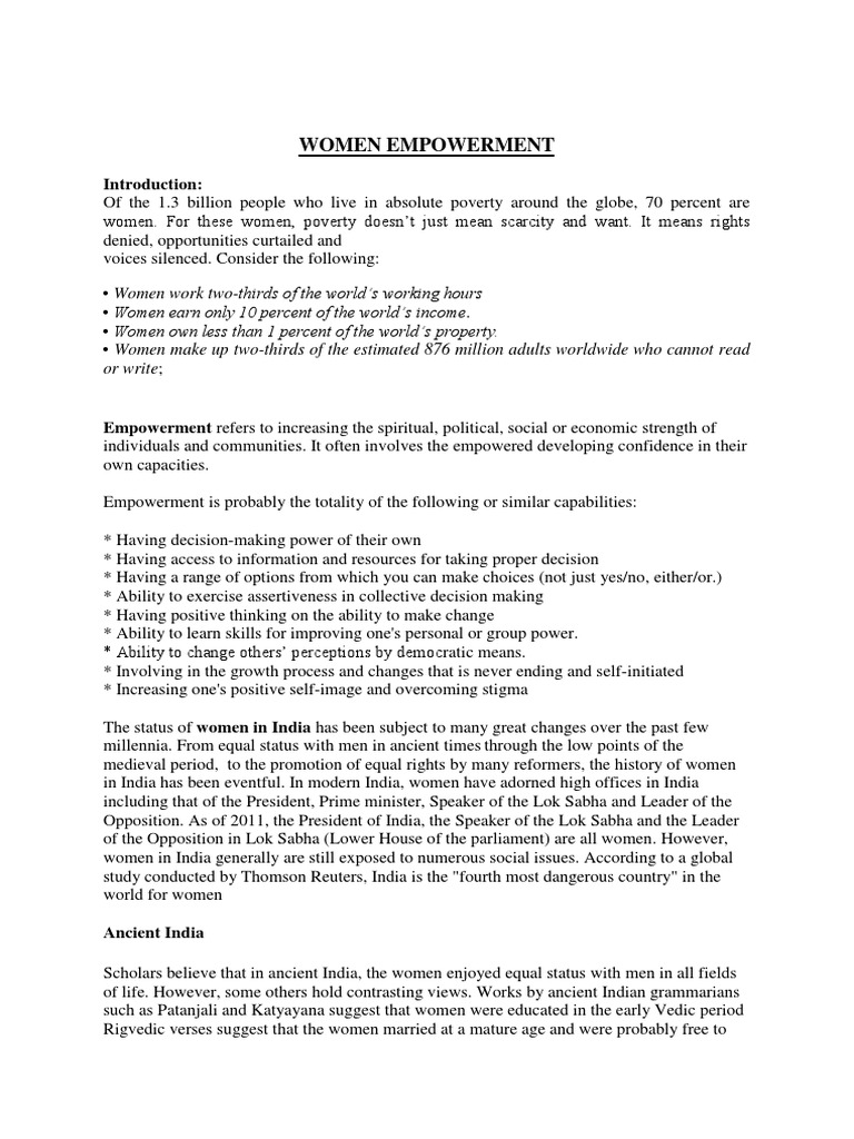 Women Empowerment Pdf Empowerment Gender Equality