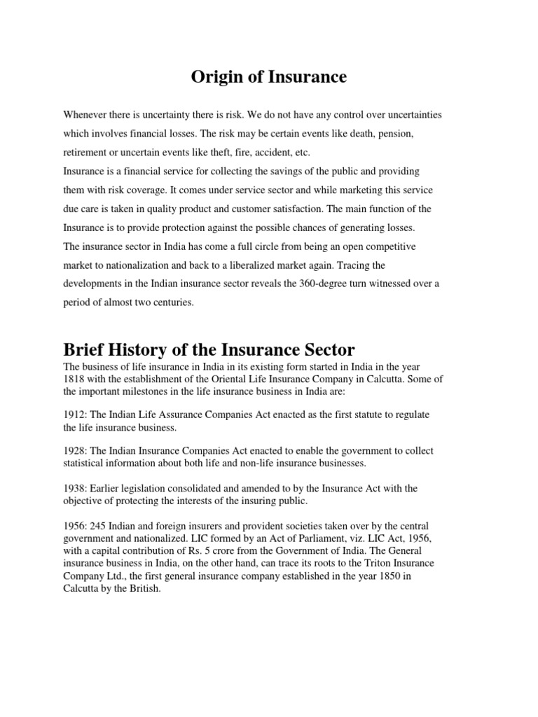 Origin of Insurance | PDF | Insurance | Service Industries