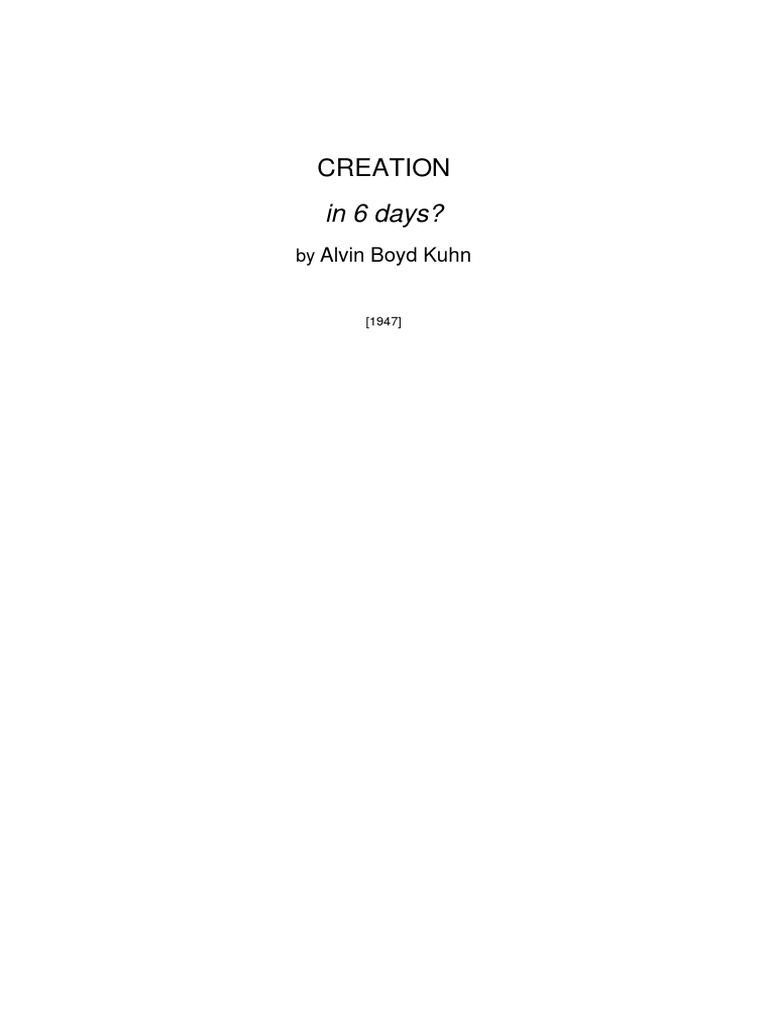 Creation in 6 Days by Alvin Boyd Kuhn | PDF | Genesis Creation ...