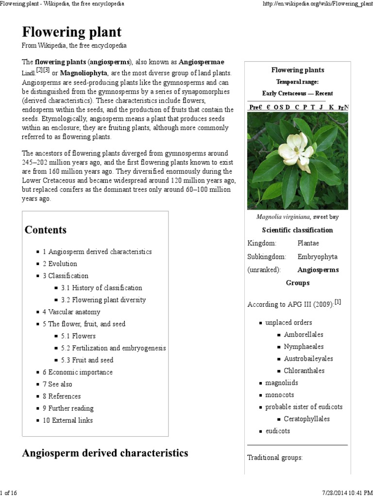 Flowering Plant Wikipedia The Free Encyclopedia | PDF | Branches Of ...