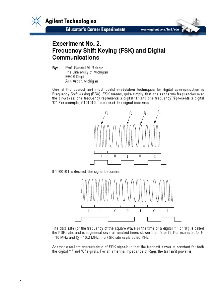 Experiment No. 2. Frequency Shift Keying (FSK) and Digital ...