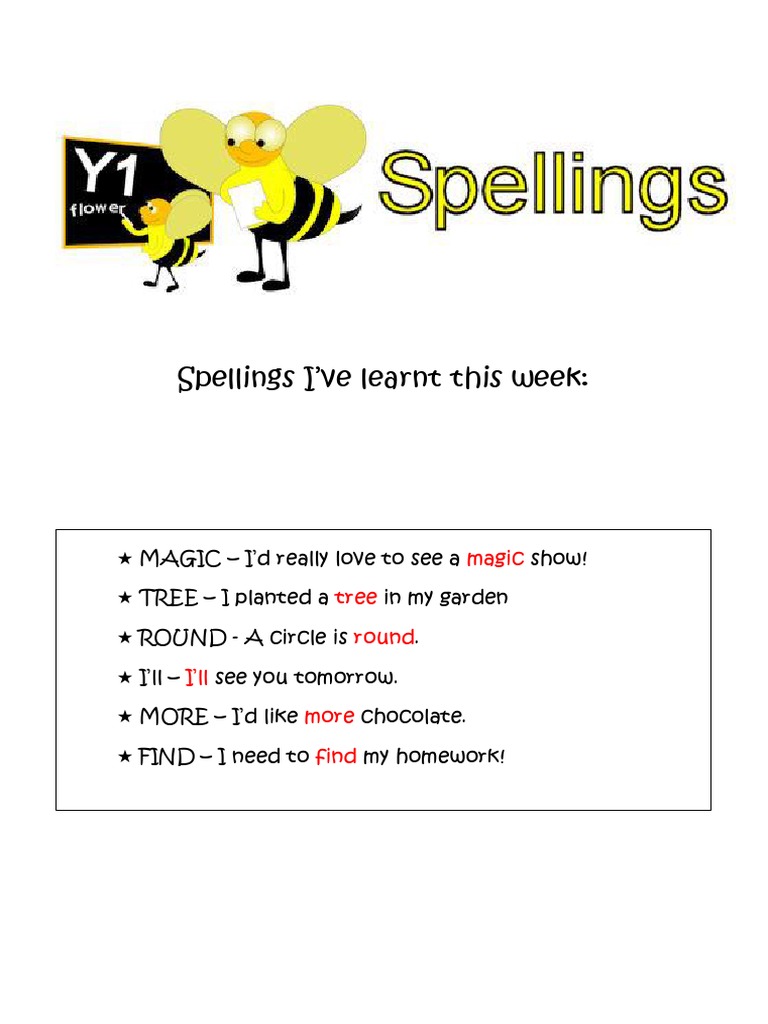 Weekly Spelling Words List | PDF