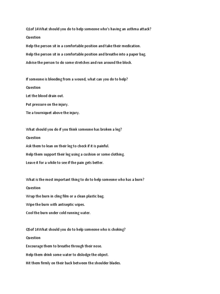 First Aid Questions | PDF