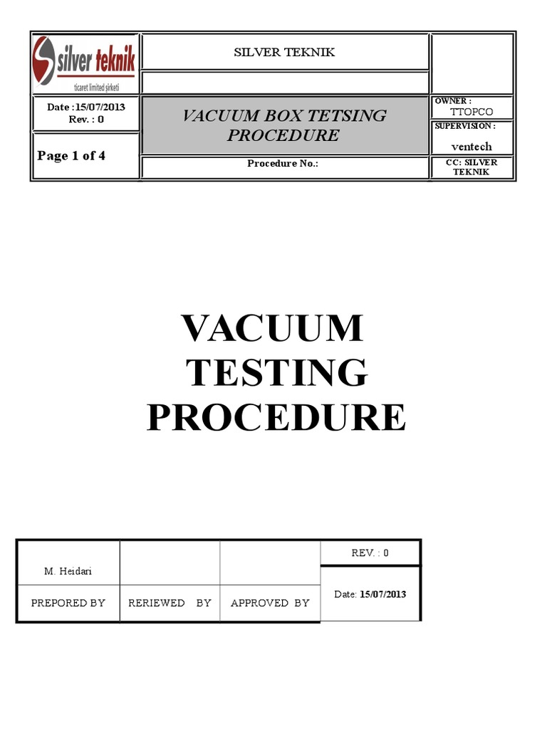 002 Vaccum Testing Procedure | PDF