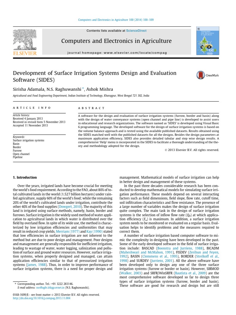 Surface Irrigation Design Software SIDES | PDF | Irrigation | Agriculture