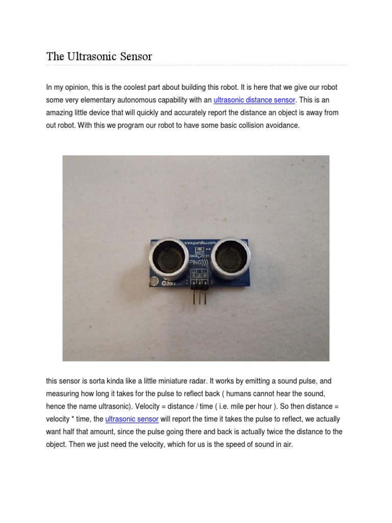 The Ultrasonic Sensor | PDF | Ultrasound | Robot