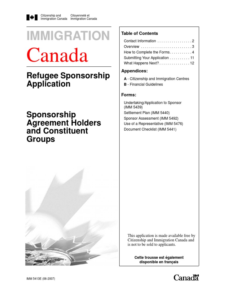 Canada Immigration Forms: 5413E | PDF | Travel Visa | Ontario