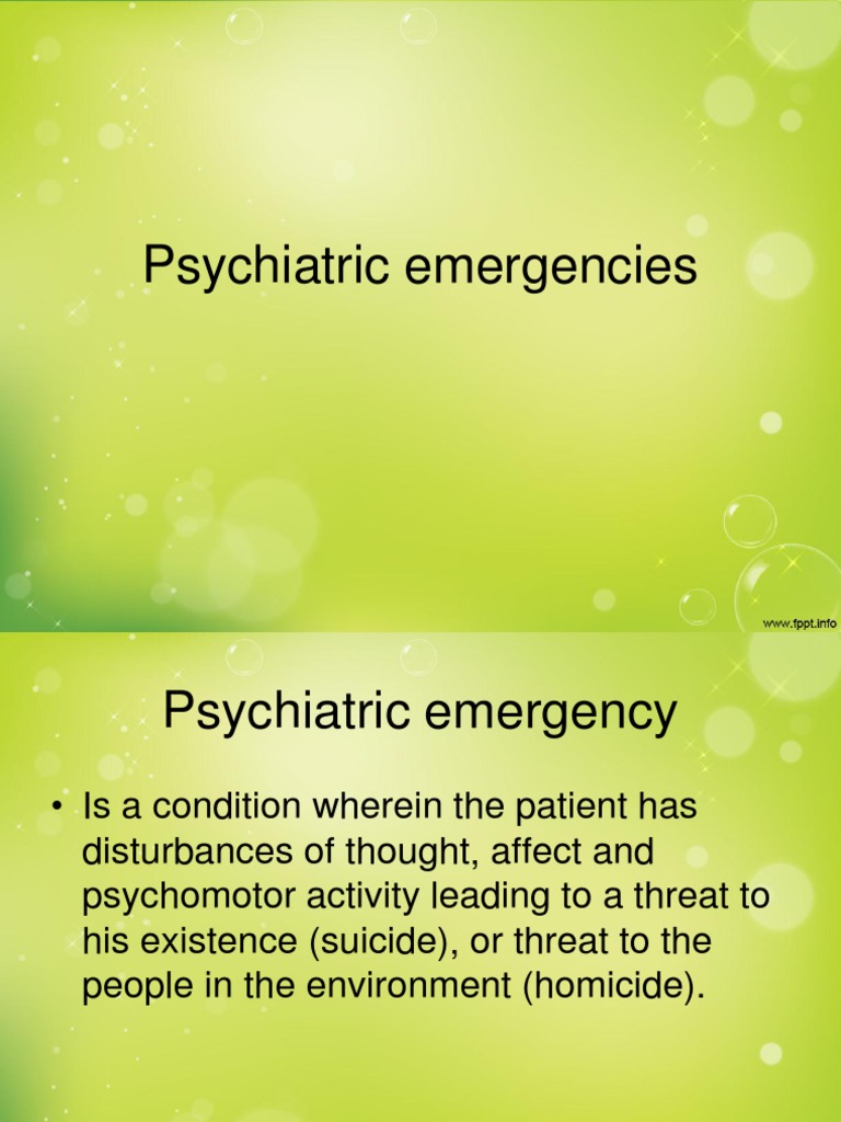 Psychiatric Emergencies | PDF | Antipsychotic | Mental And Behavioural ...