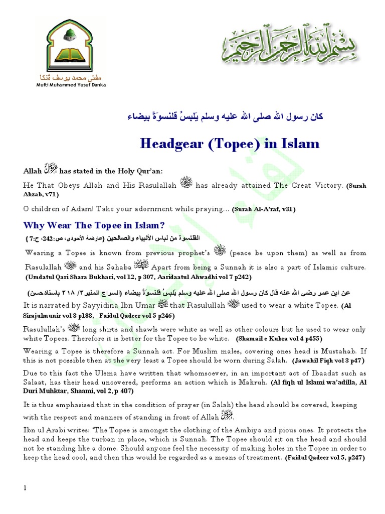 Headgear Topee in Islam | Download Free PDF | Hadith | Sharia