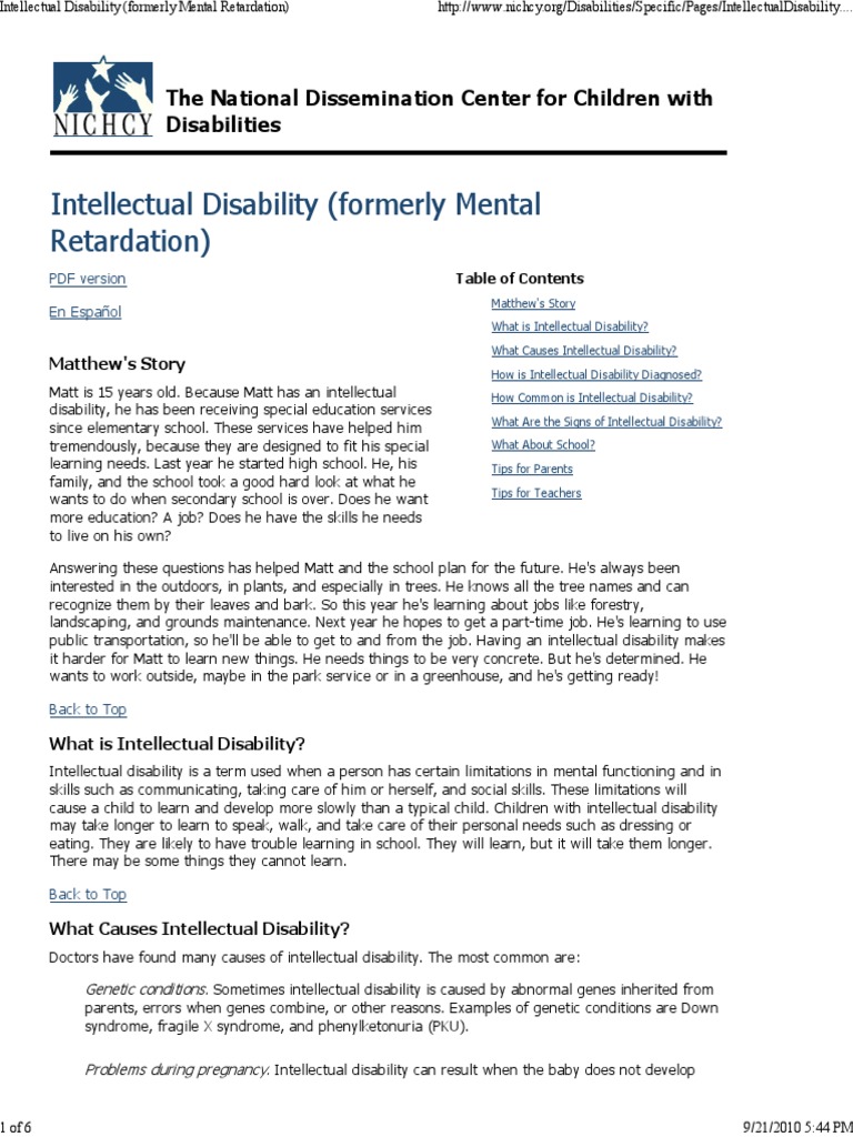 Intellectual Disability | PDF | Intellectual Disability ...