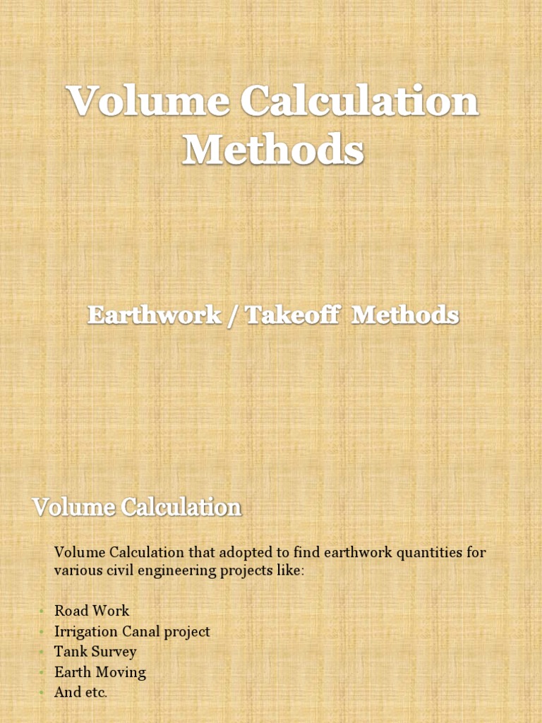 Earthwork Volume Calculation Methods