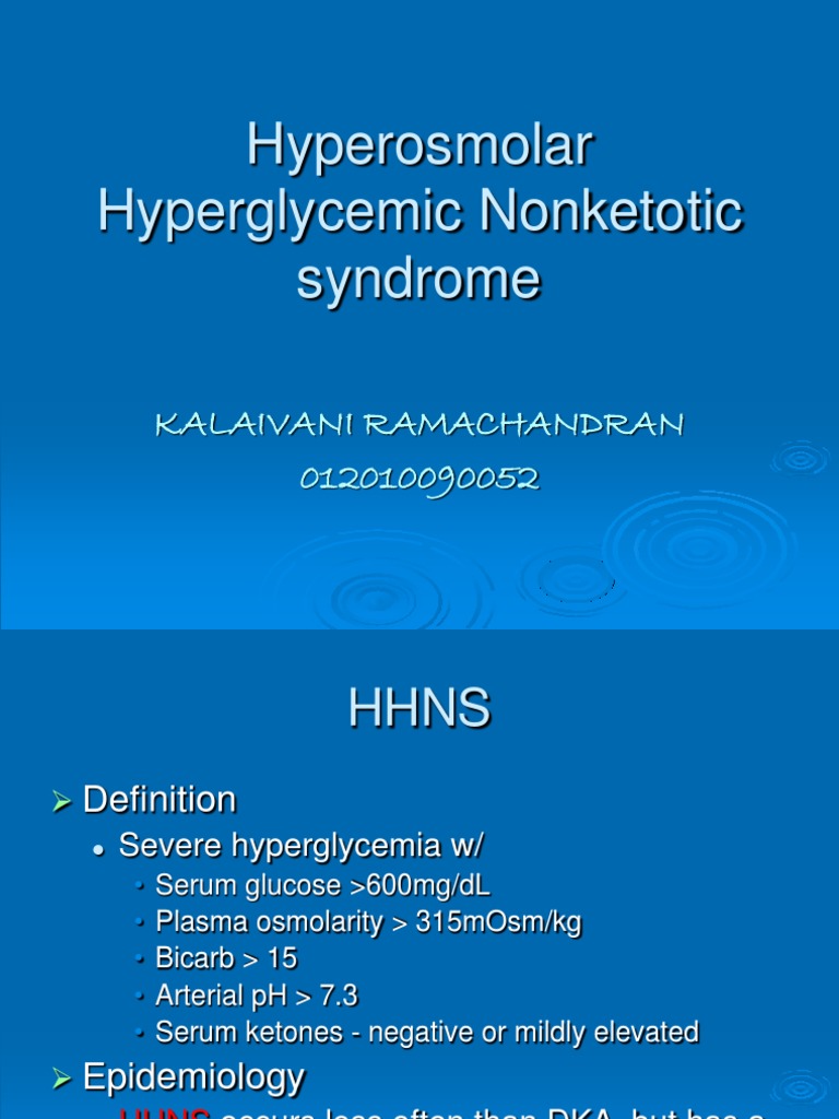 HHNS R.kalaivani | PDF | Hyperglycemia | Dehydration