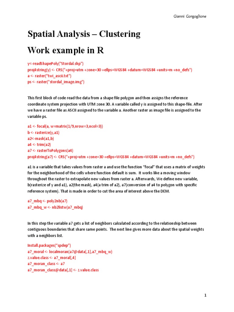 Spatial Analysis - Clustering | PDF | P Value | Statistics