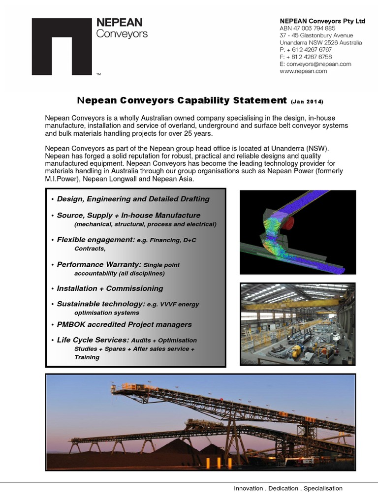 Nepean Conveyors Projects Capability | PDF | Belt (Mechanical) | Coal ...