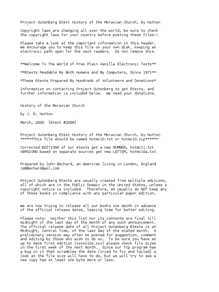 A History of The Moravian Church by Hutton, Joseph Edmund, 1868 | PDF ...