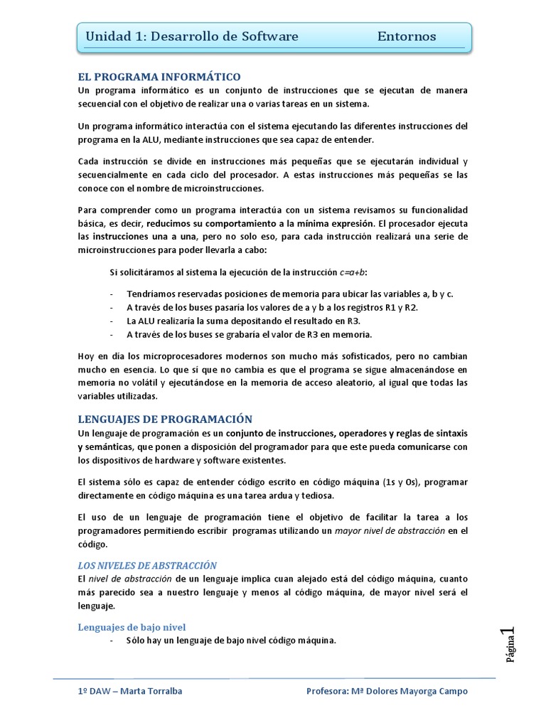 U1 Desarrollo Software MTC | PDF | Lenguaje de programación | Programa ...