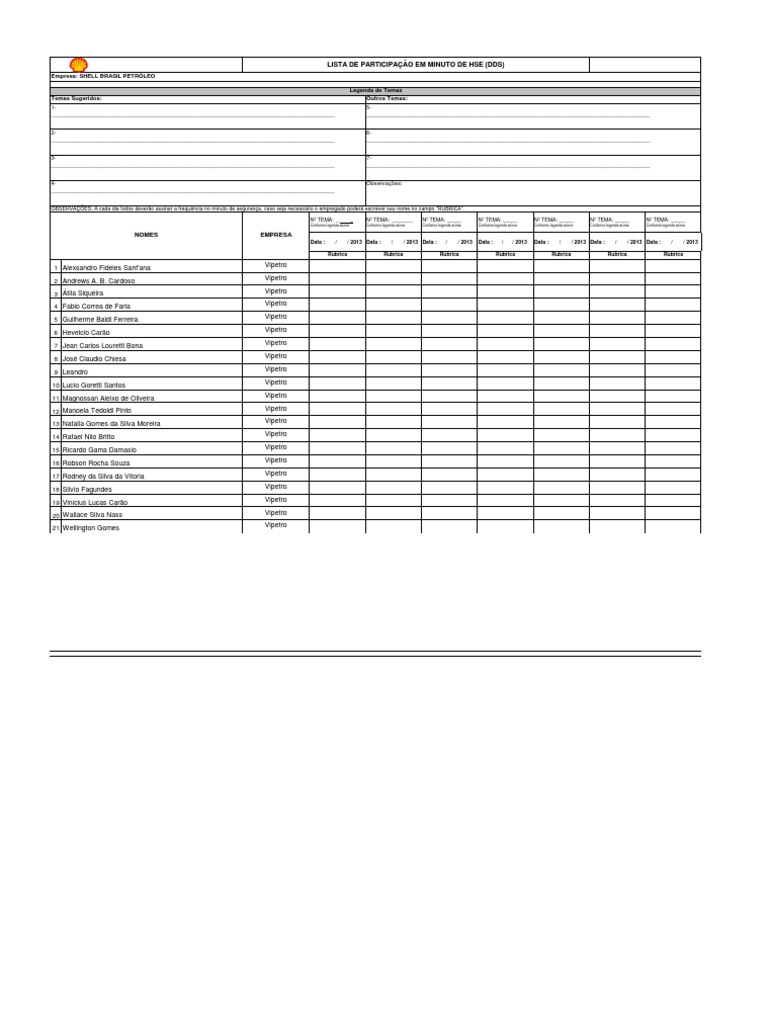 Formulário de DDS | PDF | Negócios