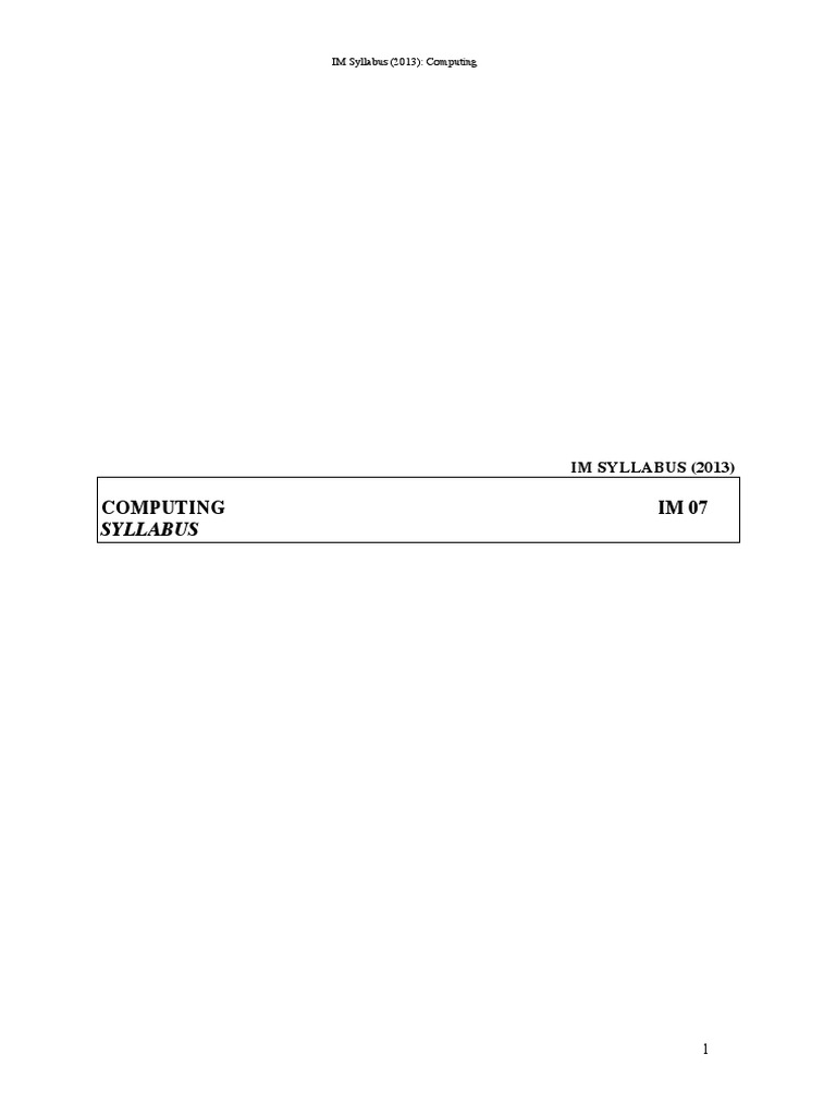 Computer Intermediate Syllabus | Download Free PDF | Databases | Class (Computer Programming)