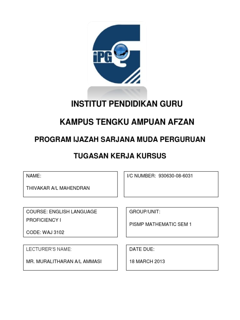 Institut Pendidikan Guru Kampus Tengku Ampuan Afzan: Program Ijazah Sarjana Muda Perguruan ...