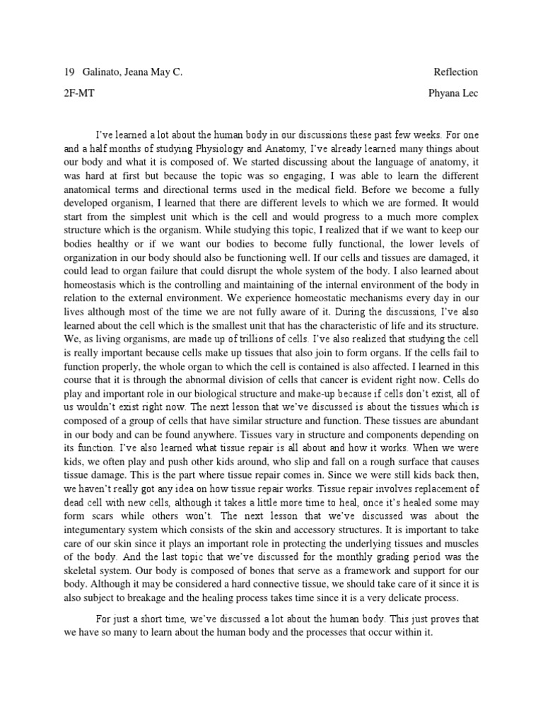 Reflection | PDF | Tissue (Biology) | Healing