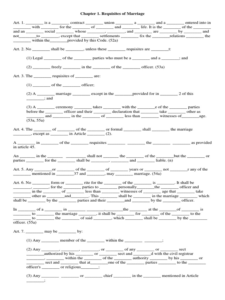 Chapter 1. Requisites of Marriage | PDF | Marriage License | Husband