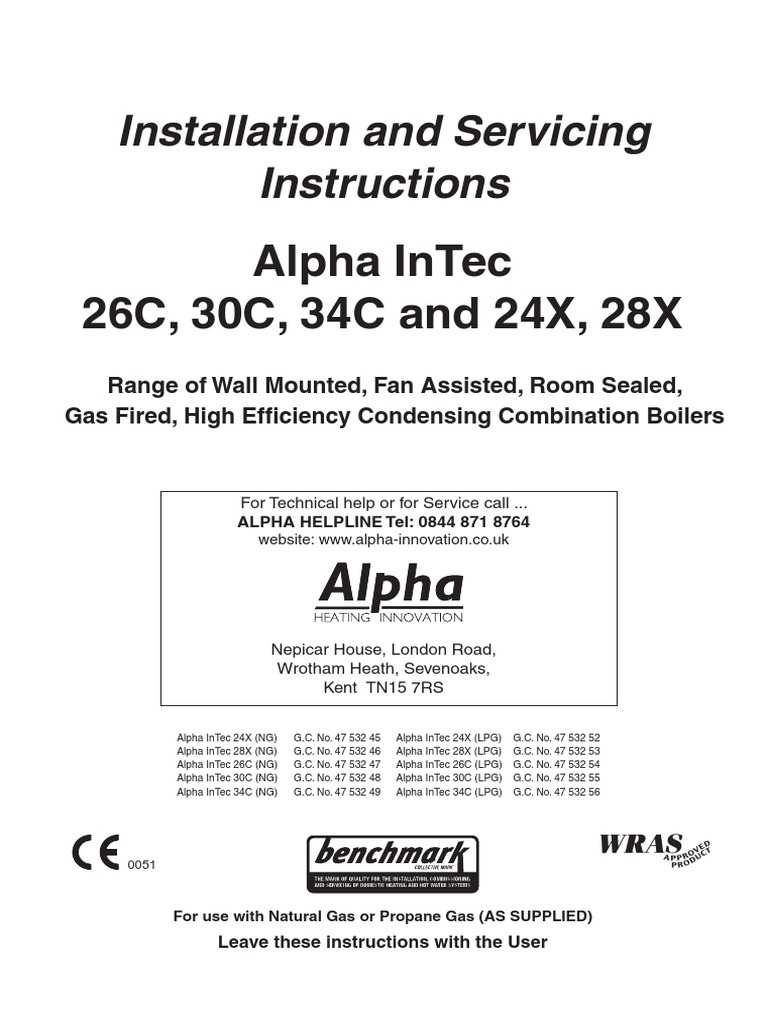 Installation and Servicing Instructions For Alpha InTec 26c, 30c, 34c ...