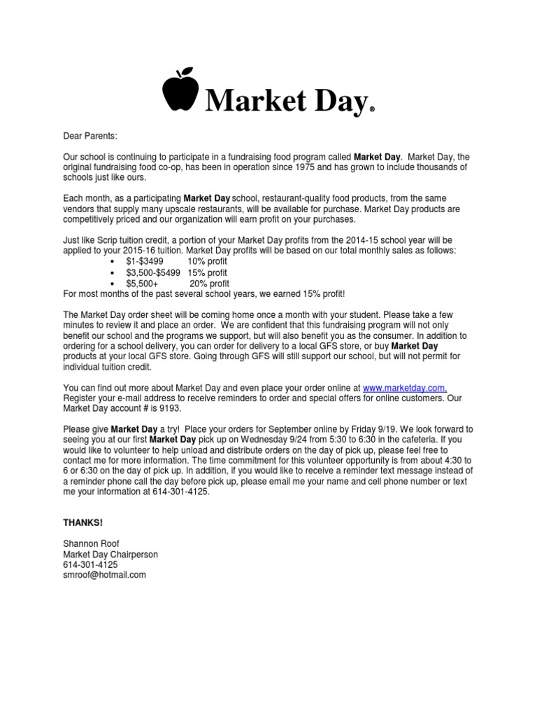 Market Day Fundraiser for Our School | PDF