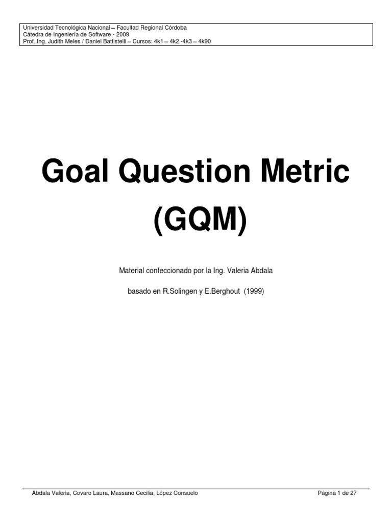 GQM - Goal Question Metric | PDF | Ingeniería de software | Software