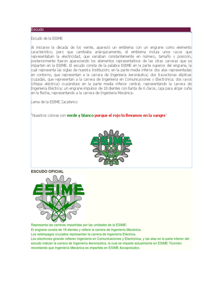Escudo Esime | PDF