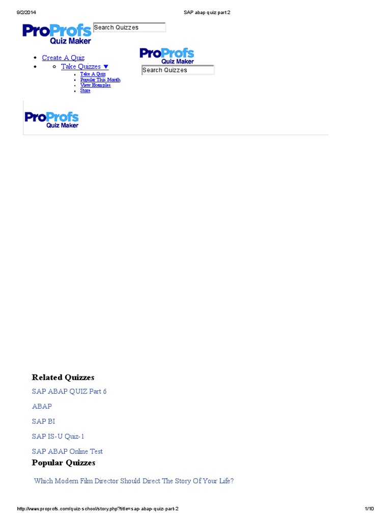 Sap Abap Quiz Part 2 Pdf C Programming Language Subroutine