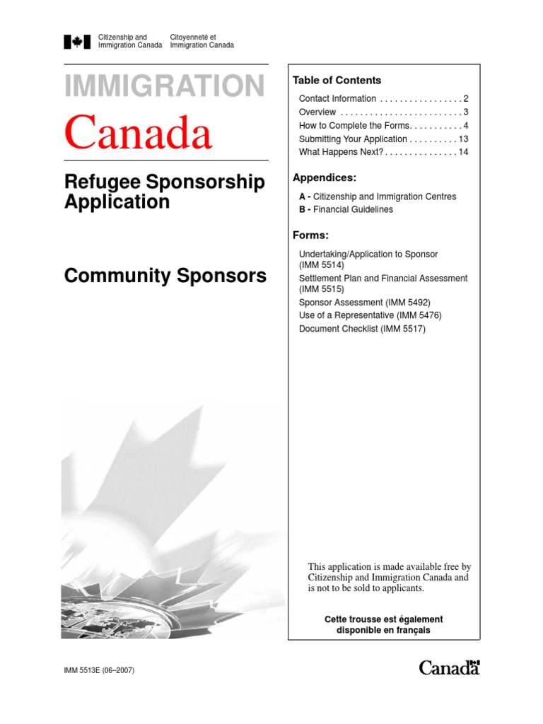 Canada Immigration Forms: 5513E | PDF | Travel Visa | Family
