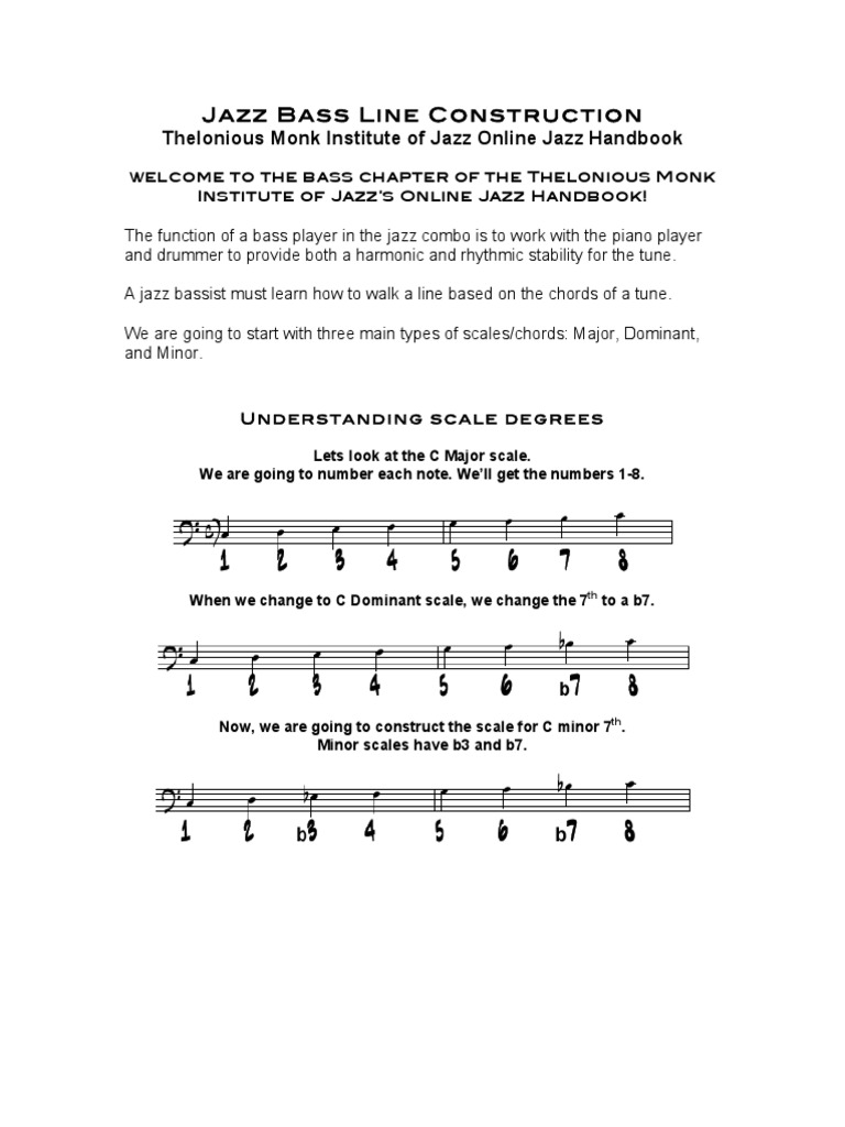 Jazz Bass Line Construction | PDF