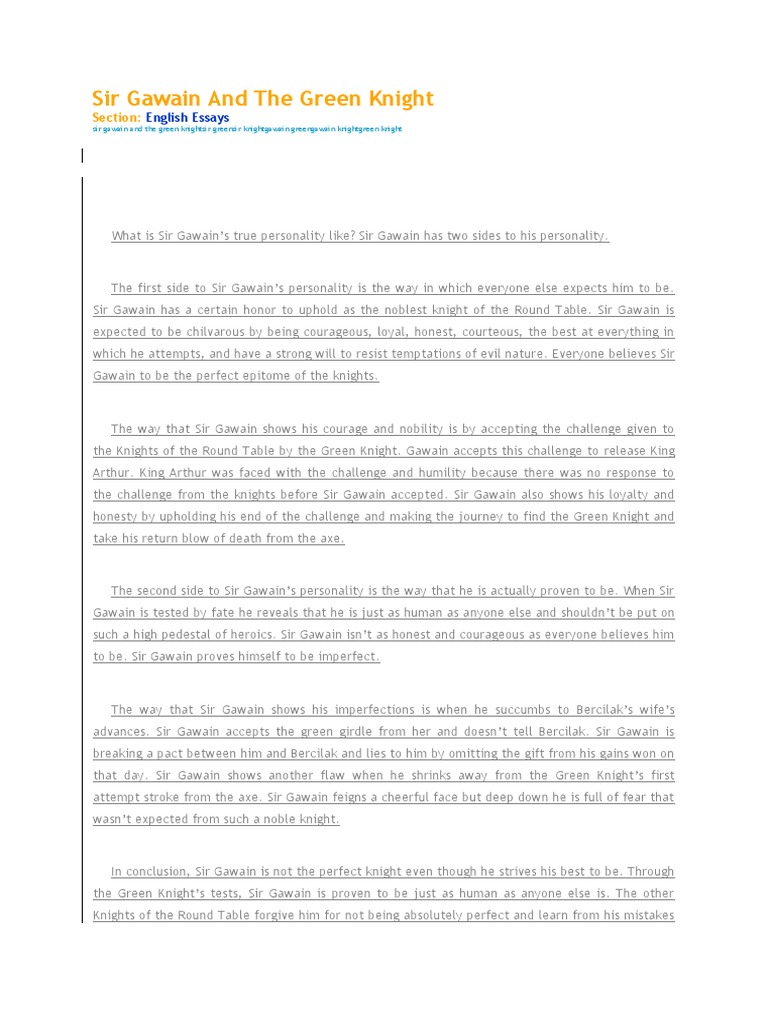 Sir Gawain and The Green Knight | PDF | Green Knight | Gawain