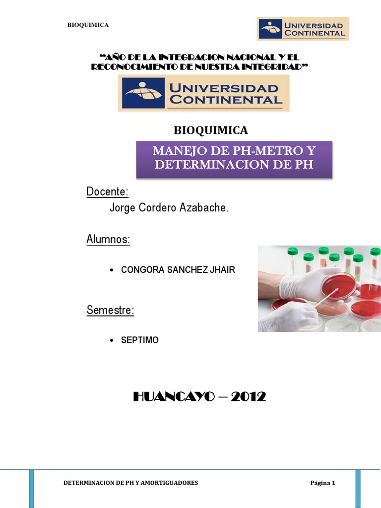 Informe de Determinacionde PH | PDF | Ph | Química
