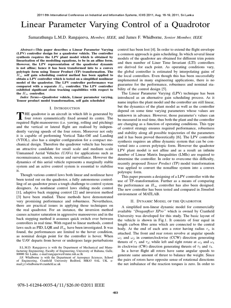 Linear Parameter Varying Control of A Quadrotor | PDF | Flight Dynamics (Fixed Wing Aircraft ...