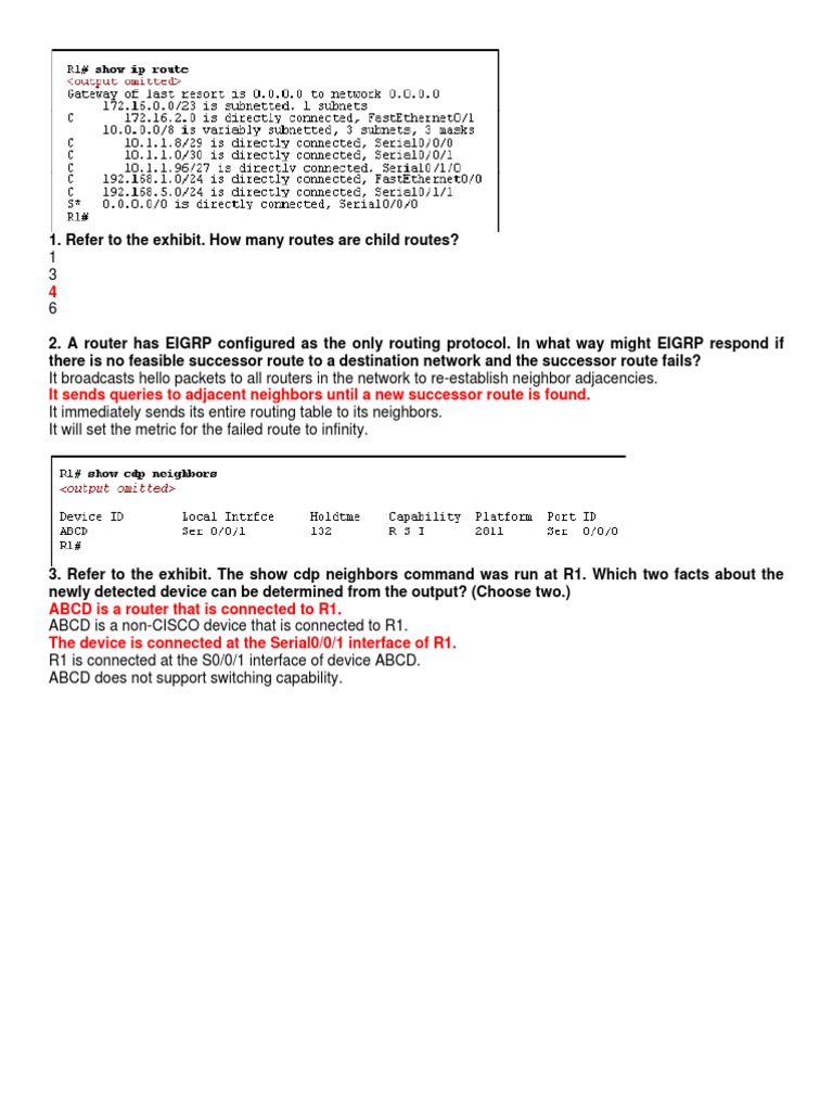 Ccna Exploration 40 Erouting Final Exam 50 Questions 100 Pdf