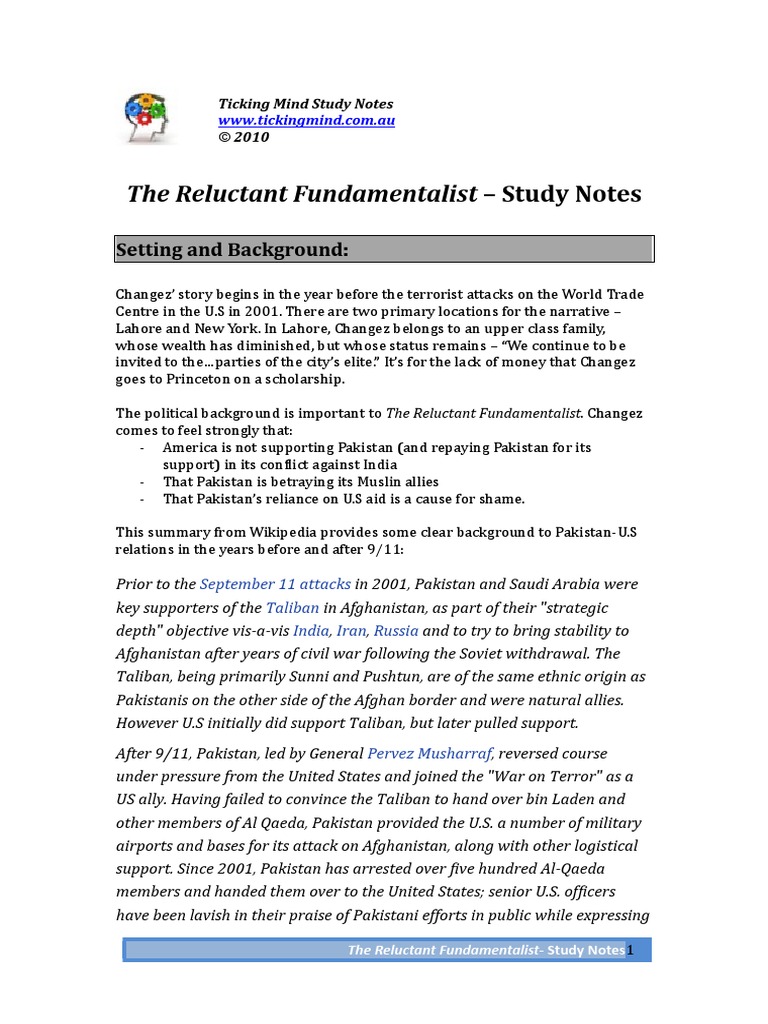 The Reluctant Fundamentalist Study Notes | PDF