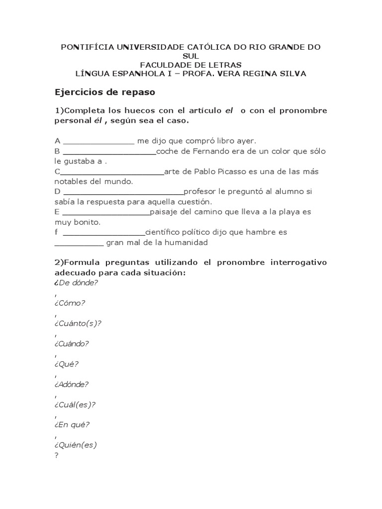 Ejercicios de Repaso para El Nivel I | PDF
