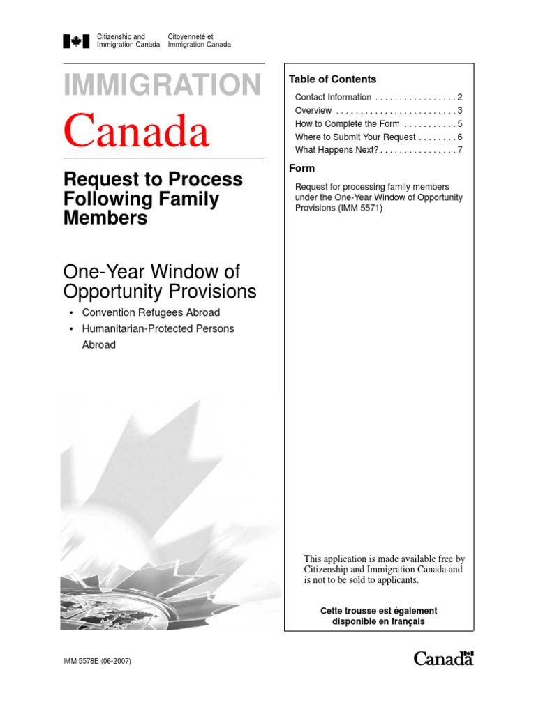 Canada Immigration Forms: 5578E | PDF | Immigration | Social Institutions