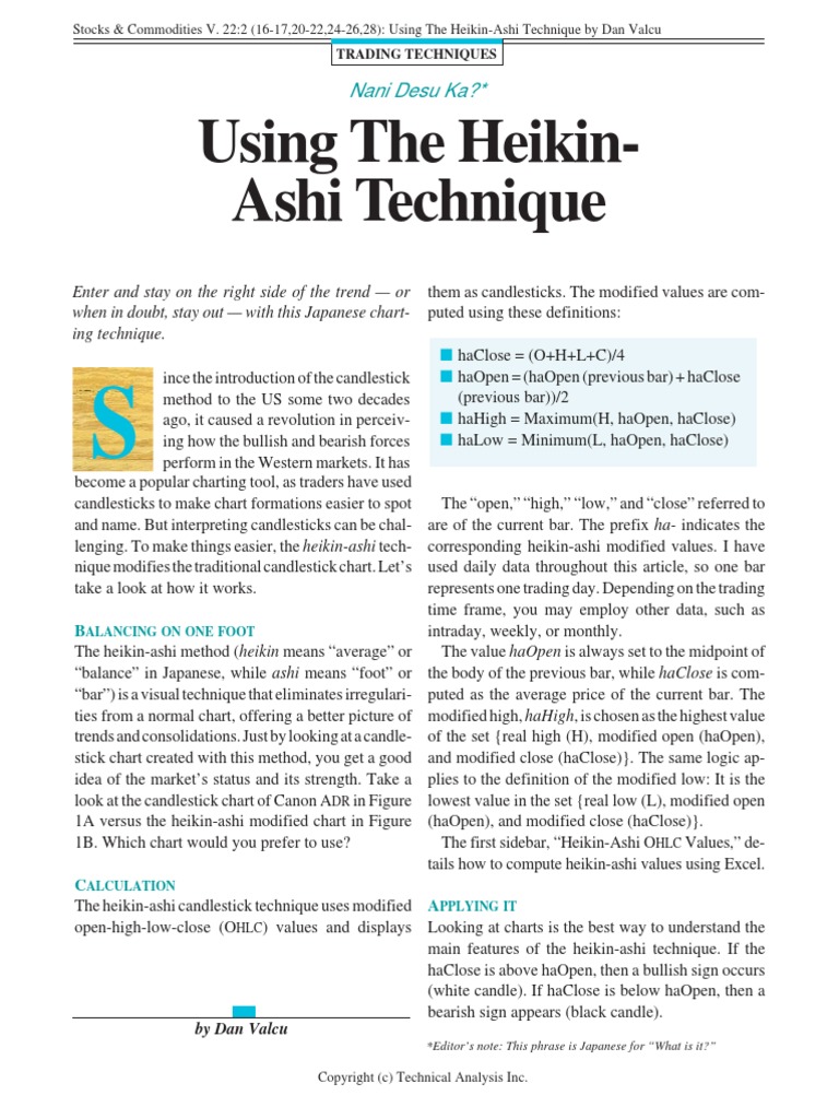 Using The Heikin-Ashi Technique | PDF | Technical Analysis | Market Trend