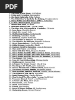 Top 100 Classic Novels List | PDF | Novels | English Language Literature