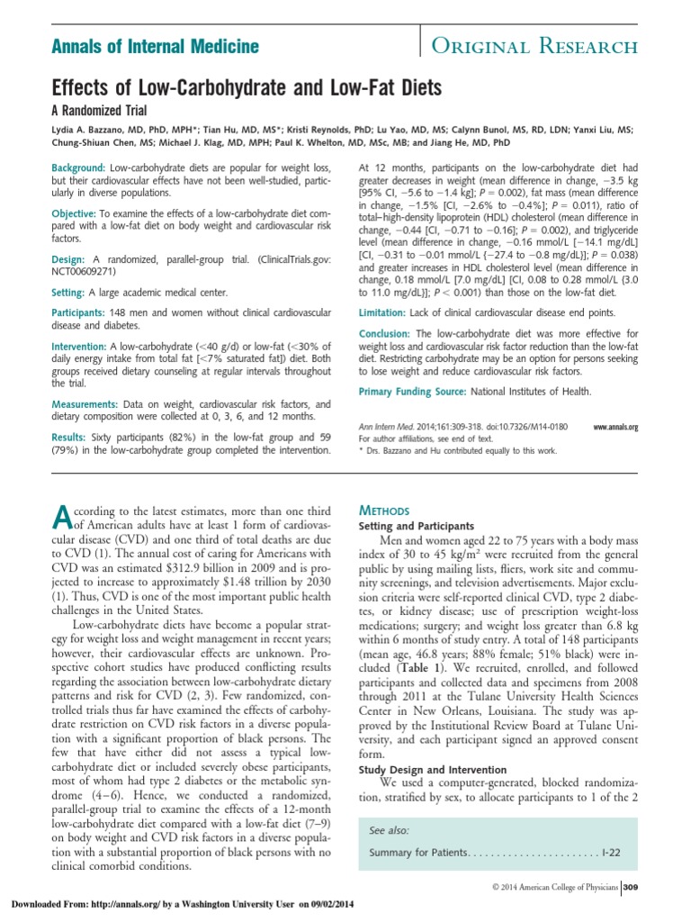 Low Carb Study | PDF | Low Carbohydrate Diet | Dieting