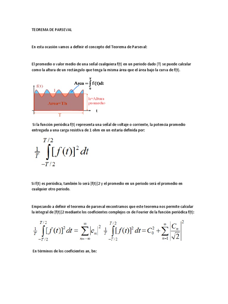 Teorema de Parseval | Densidad espectral | Transformada de Fourier