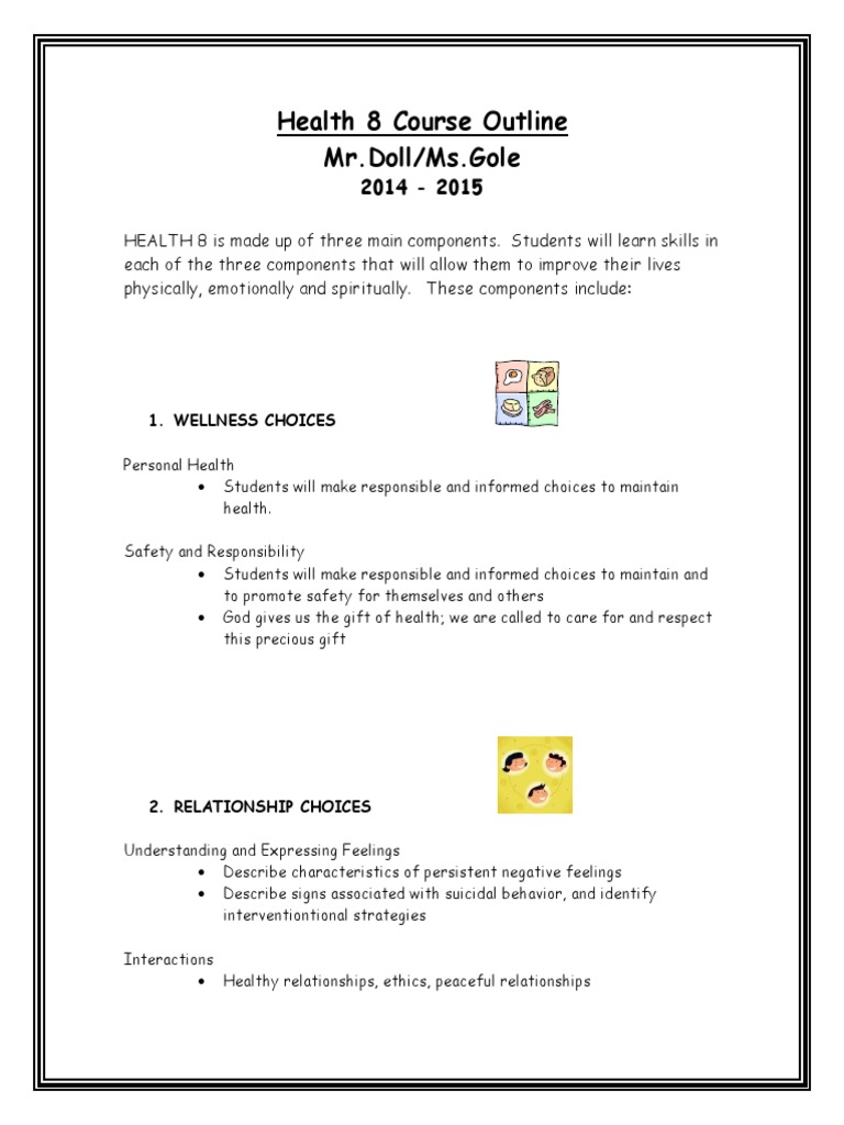Health 8 Course Overview and Expectations | PDF | Volunteering | Learning