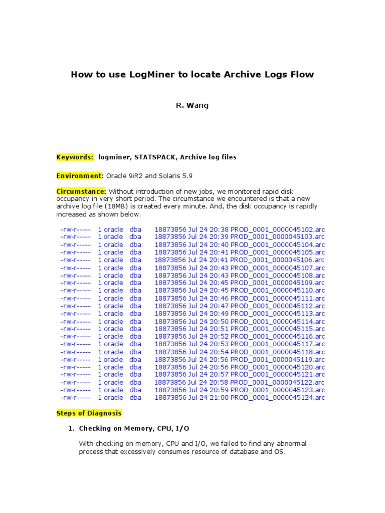 How To Use Logminer To Locate Archive Logs Flow | PDF | Oracle Database ...
