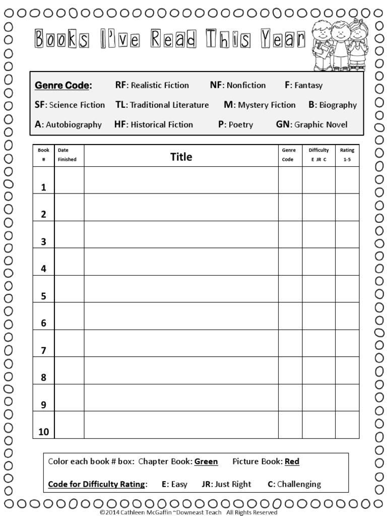 40 Book Challenge Record Sheets | PDF | Science Fiction | Historical ...