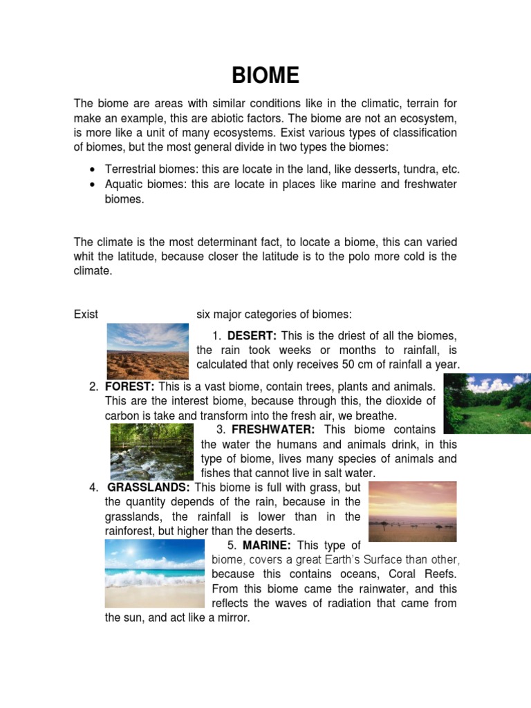 Understanding Biomes: Types & Characteristics | PDF | Science & Mathematics