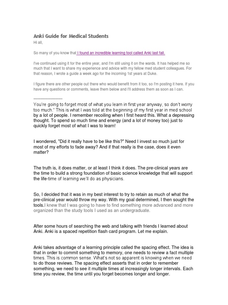 Anki Guide For Medical Students | PDF | Flashcard | Medical School